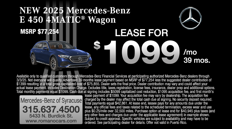 New 2025 Mercedes-Benz E 450 4MATIC Wagon | Romano Auto Dealerships ...