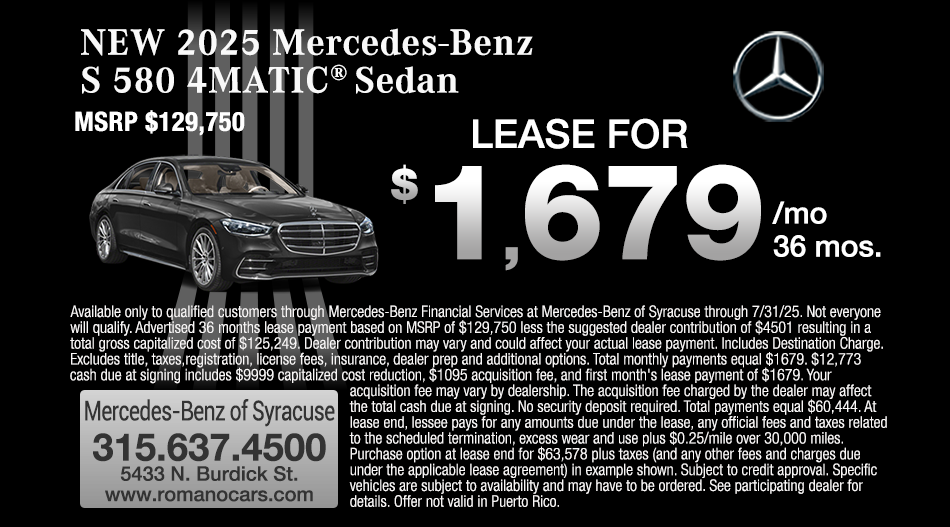 New 2025 Mercedes-Benz S 580 4MATIC Sedan | Romano Auto Dealerships ...